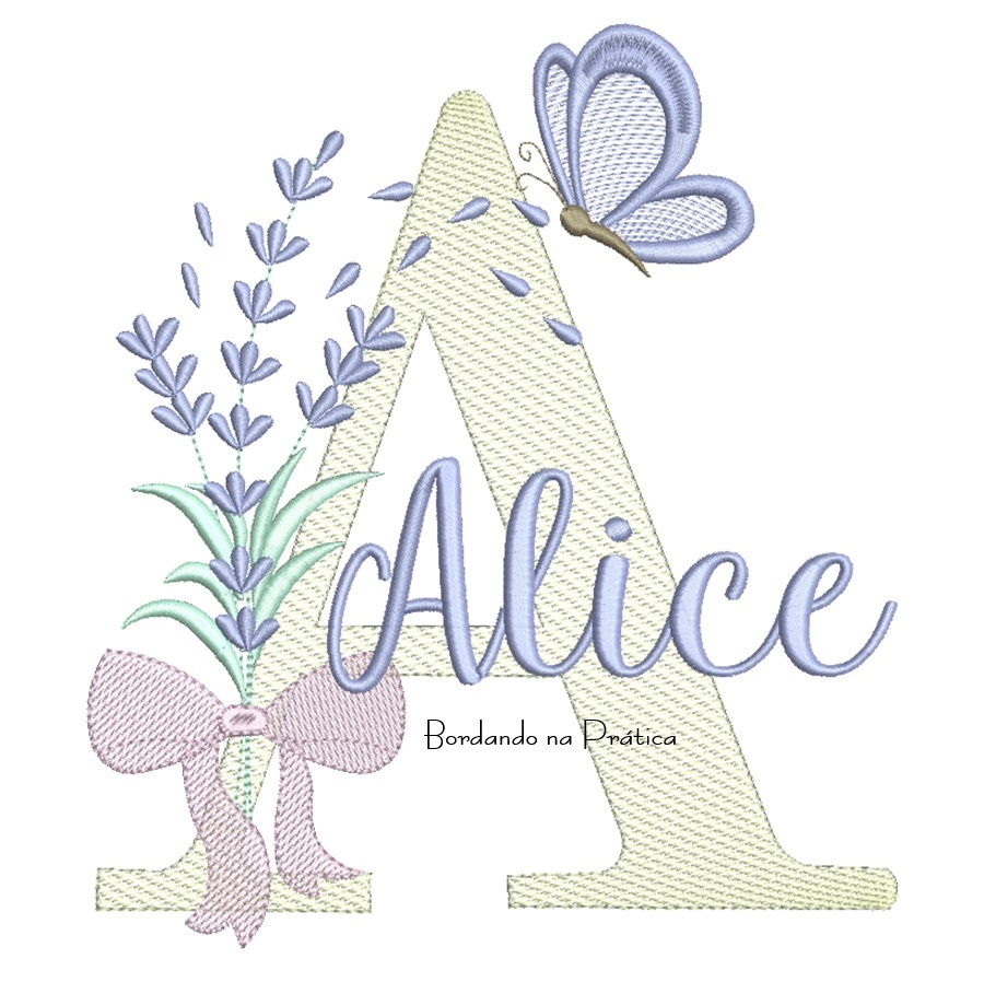 Matriz de Bordado - Nome Alice Lavanda com Laço